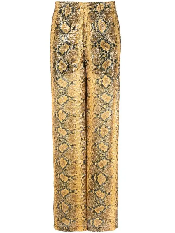 Gcds Snakeskin Print Trousers - Yellow