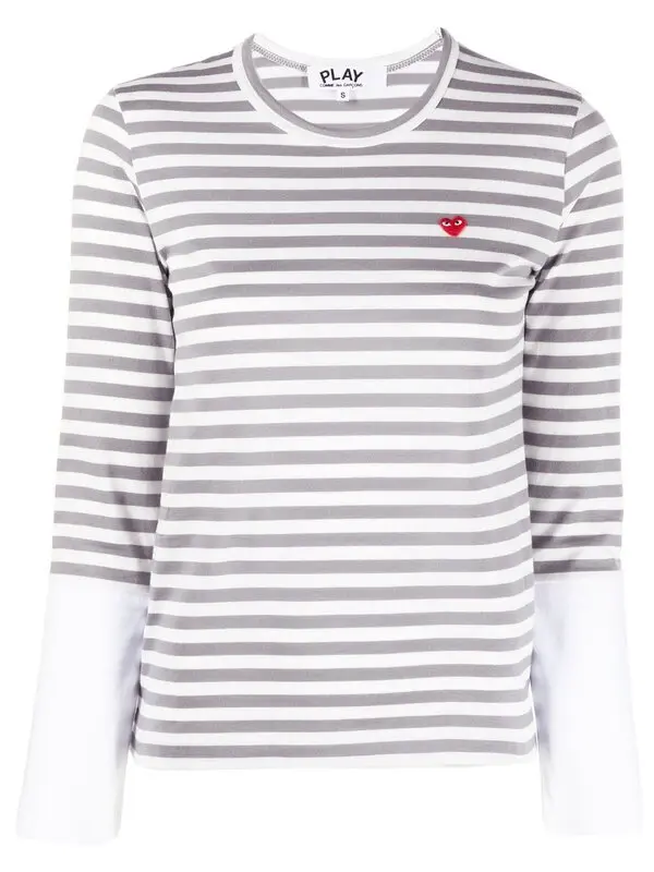 Play Comme Des Garcon Horizontal Stripe Long-sleeve T-shirt - Grey