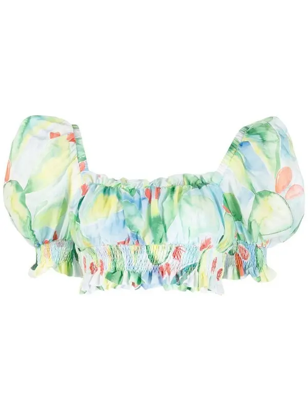 Charo Ruiz Ibiza Graphic-print Ruffled Crop Top