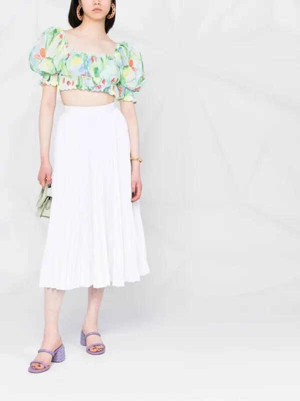 Charo Ruiz Ibiza Graphic-print Ruffled Crop Top