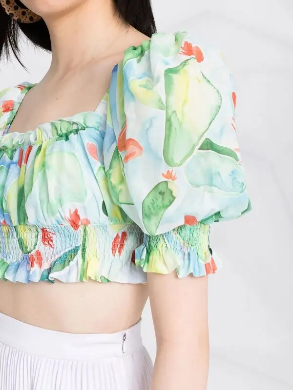 Charo Ruiz Ibiza Graphic-print Ruffled Crop Top