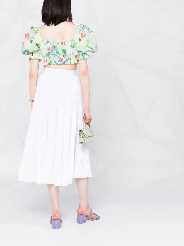 Charo Ruiz Ibiza Graphic-print Ruffled Crop Top