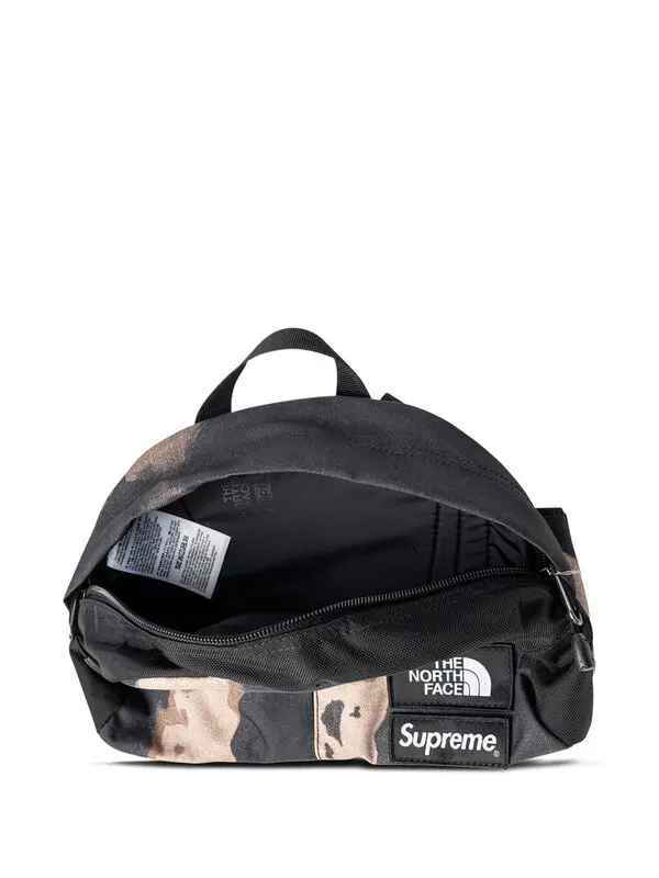 Supreme X The North Face Bleached Denim-print Roo Ii Bag - Brown