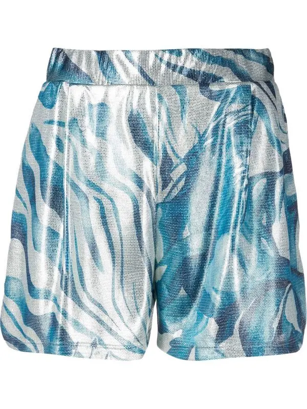 Alberta Ferretti Metallic Swirl Print Shorts