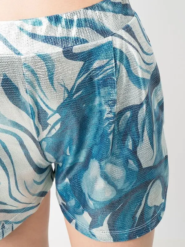 Alberta Ferretti Metallic Swirl Print Shorts