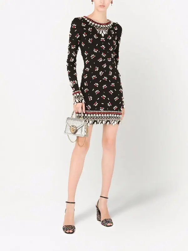 Dolce & Gabbana Embellished Long-sleeve Minidress