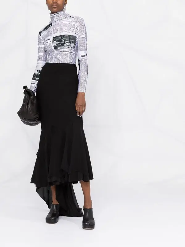 Rick Owens Train-detail Flared Silk Skirt