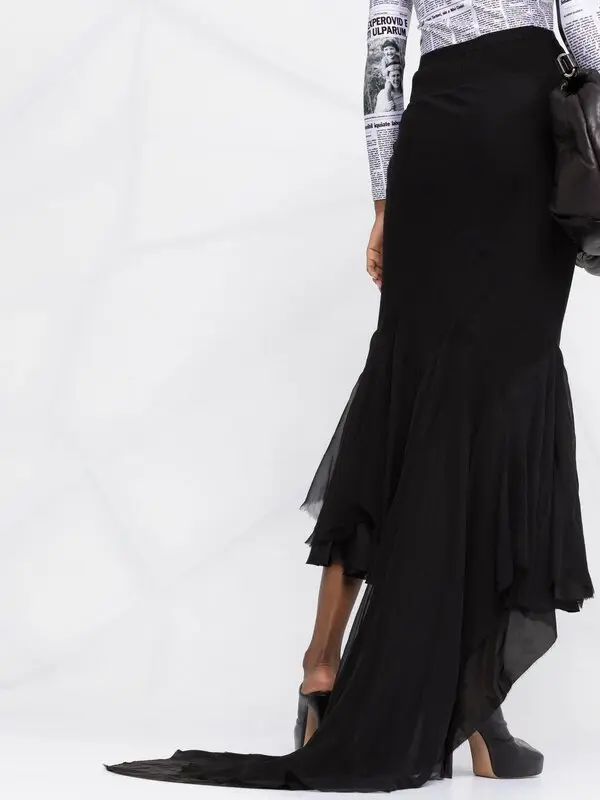 Rick Owens Train-detail Flared Silk Skirt