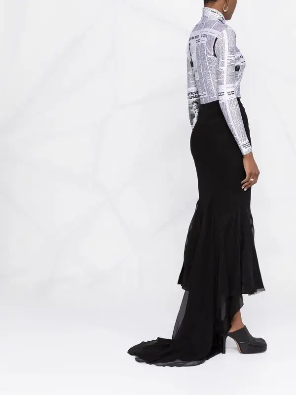 Rick Owens Train-detail Flared Silk Skirt