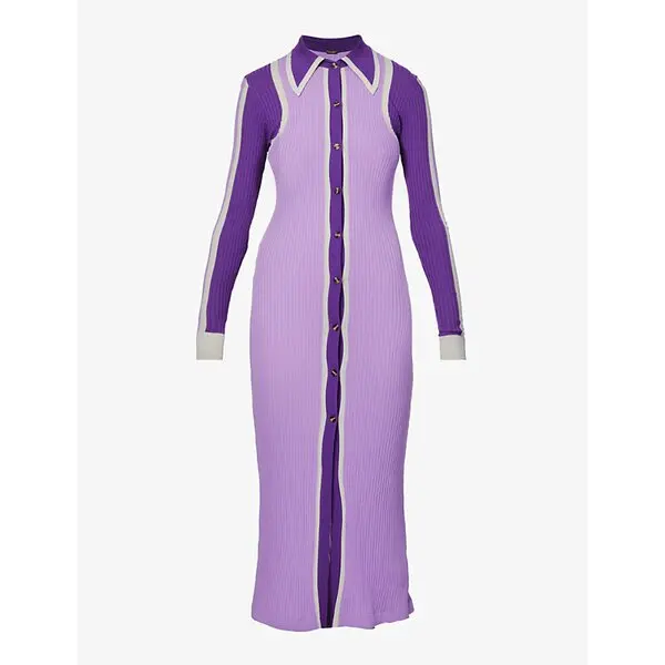 dodo bar or purple dress Dodo Bar Or Sequin-embellished Plunge Dress