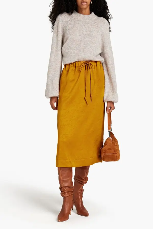 Rodebjer Crinkled Satin Midi Skirt