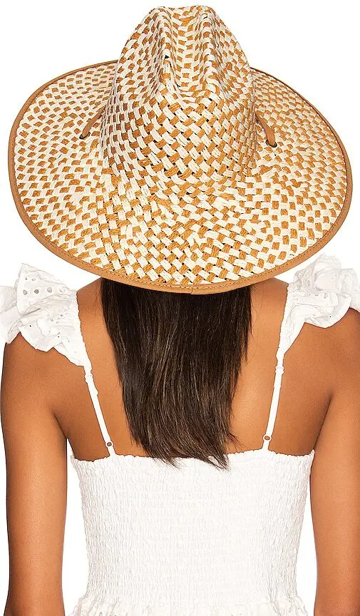 Lele Sadoughi Straw Checkered Hat In Tan
