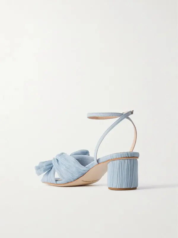 LOEFFLER RANDALL Dahlia Bow-embellished Plissé-organza Sandals - Blue
