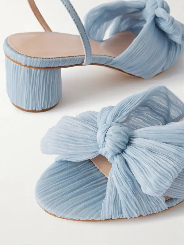 LOEFFLER RANDALL Dahlia Bow-embellished Plissé-organza Sandals - Blue