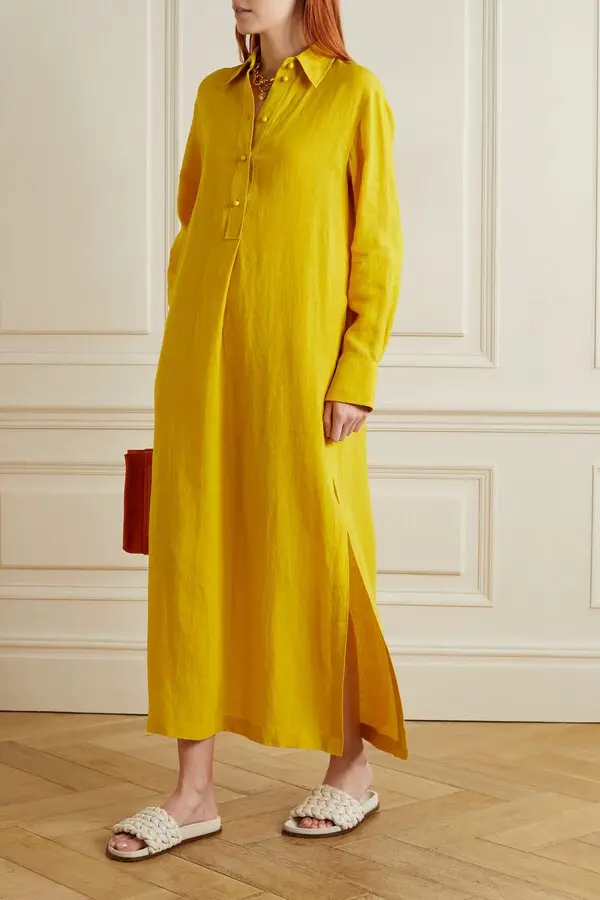 Chloé Linen Maxi Shirt Dress