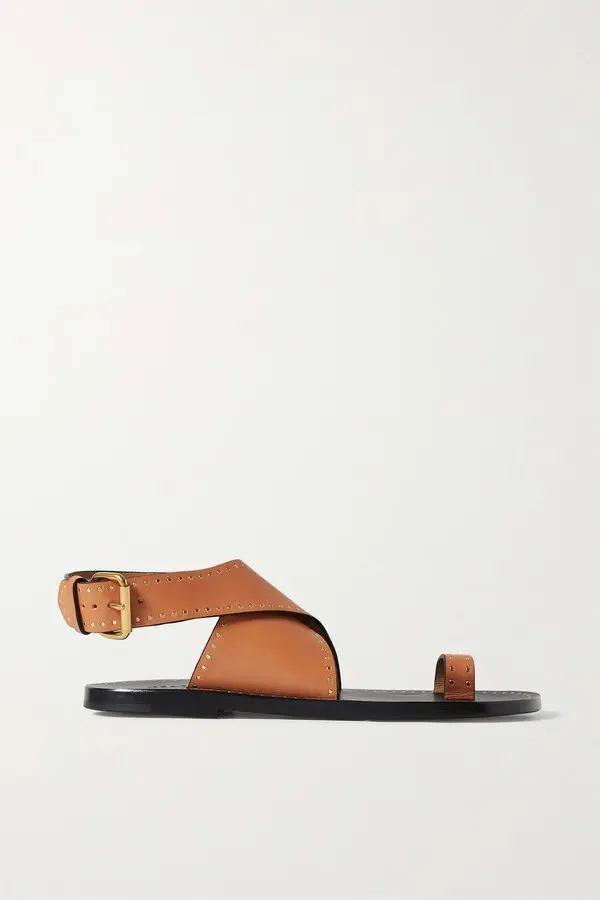 Isabel Marant Jools Studded Leather Sandals - Tan