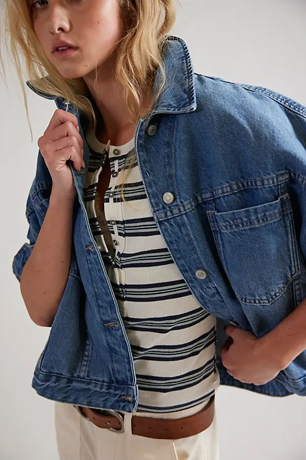 Free People Opal Swing Denim Jacket - Cowboy Romance
