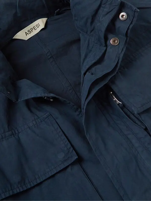 Aspesi Garment-dyed Cotton Hooded Jacket - Blue