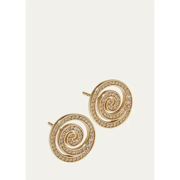 SYDNEY EVAN Yellow Gold Diamond Spiral Stud Earrings