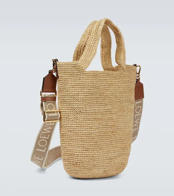 Loewe Slit Mini Raffia Tote