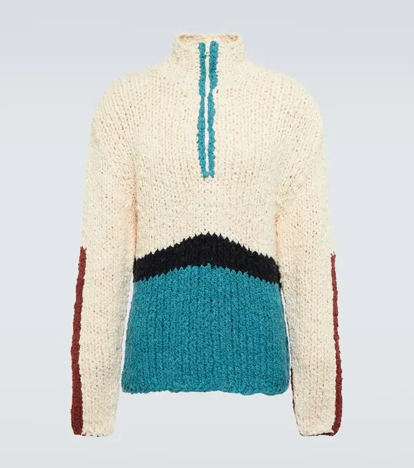 THE ELDER STATESMAN Block 'n Spiral Bouclé Sweater