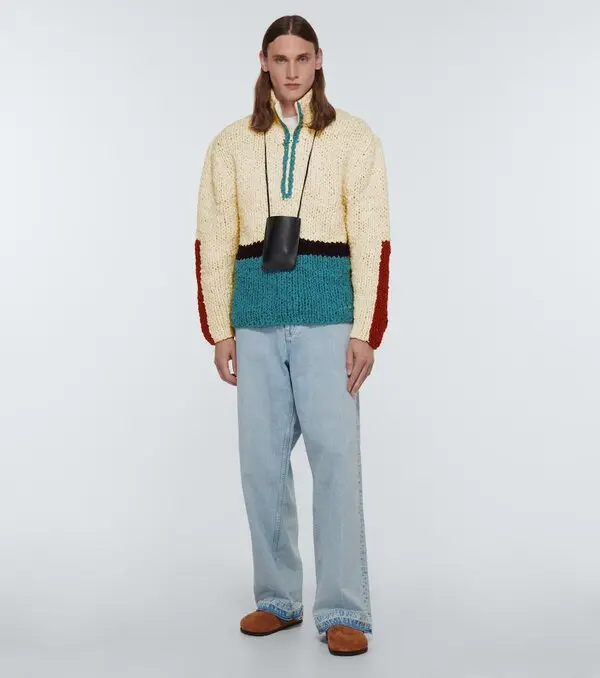 THE ELDER STATESMAN Block 'n Spiral Bouclé Sweater