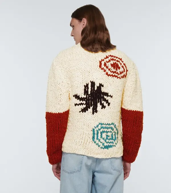 THE ELDER STATESMAN Block 'n Spiral Bouclé Sweater
