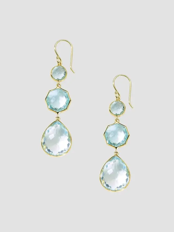 Ippolita Rock Candy Crazy 8's 18k Green Gold & Topaz Drop Earrings - Blue