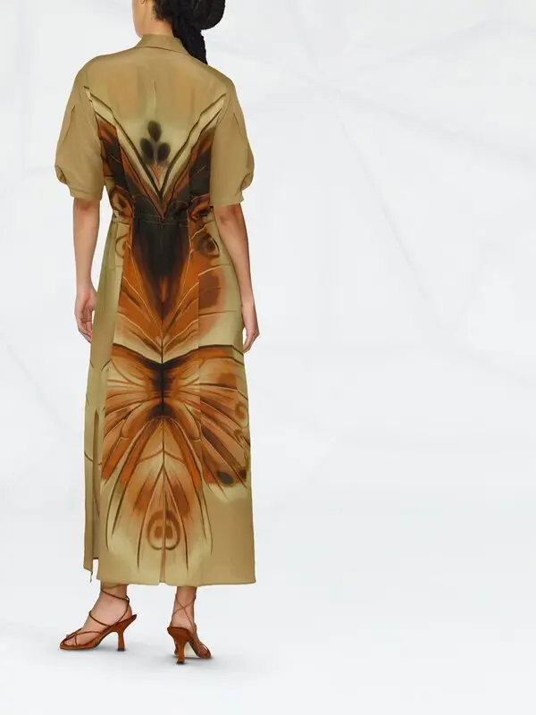 Alberta Ferretti Silk Abstract Print Shirtdress
