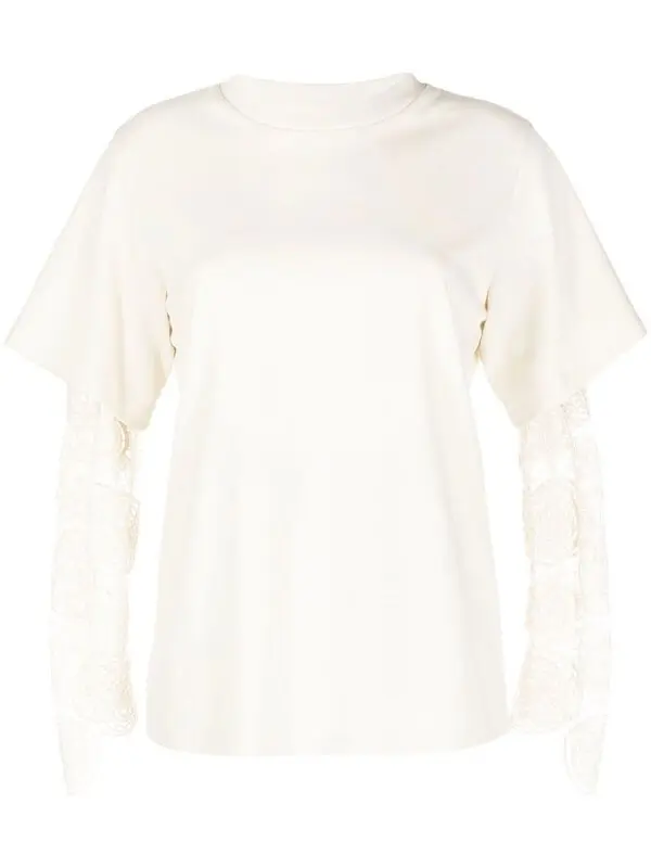Goen.j Lace-sleeve T-shirt - White