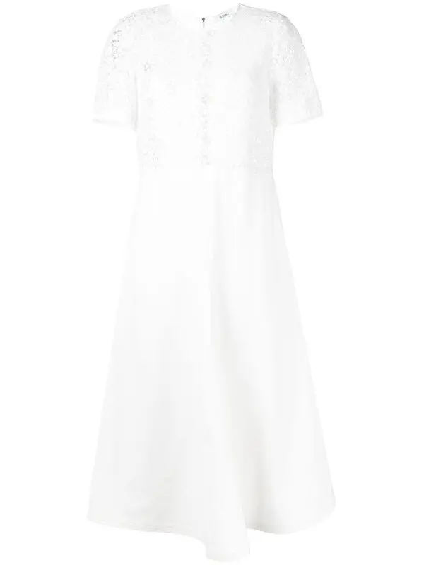 Goen.j Macramé-panel Midi Dress - White