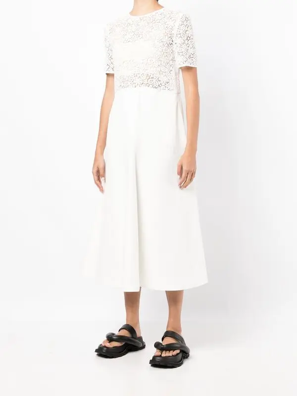 Goen.j Macramé-panel Midi Dress - White