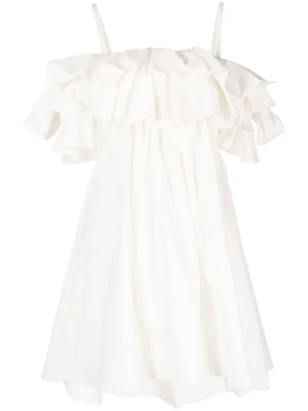 Goen.j Cold-shoulder Dress - White
