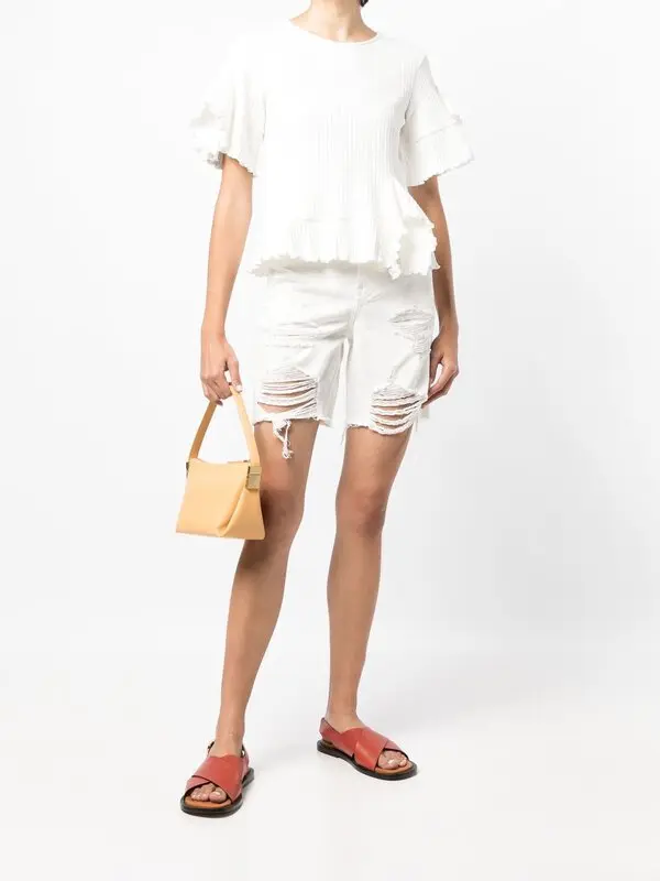 Goen.j Distressed Straight-leg Denim Shorts