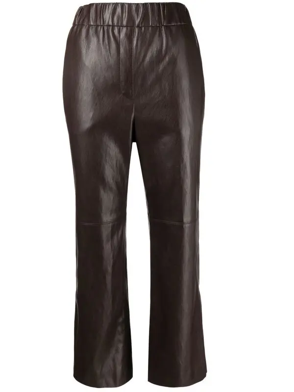 Goen.j High-waisted Cropped Trousers - Brown