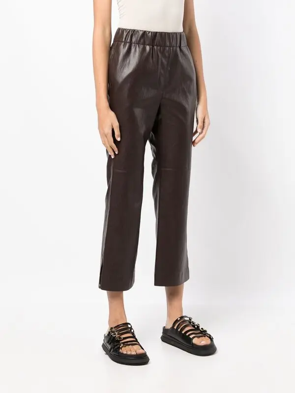 Goen.j High-waisted Cropped Trousers - Brown