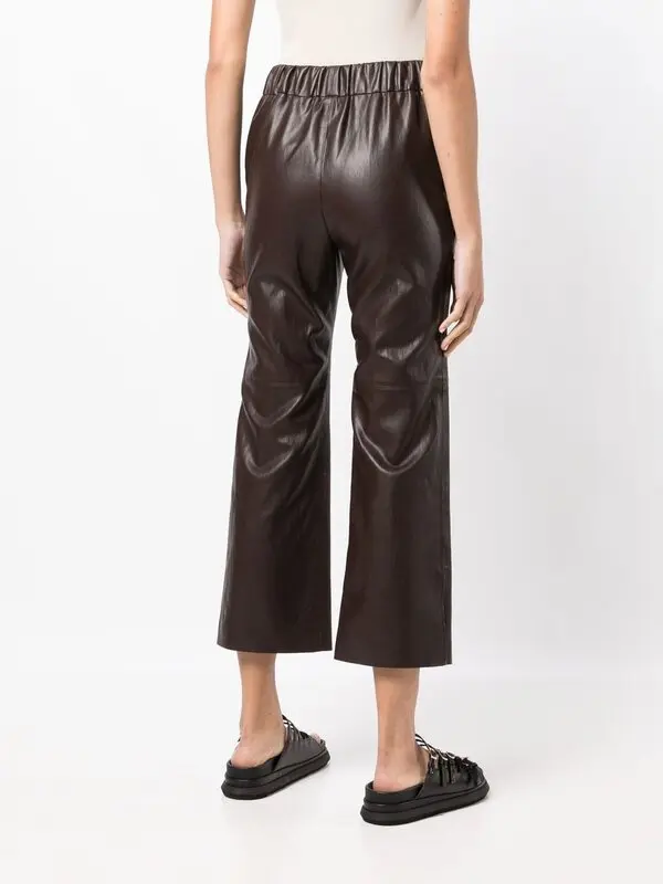 Goen.j High-waisted Cropped Trousers - Brown