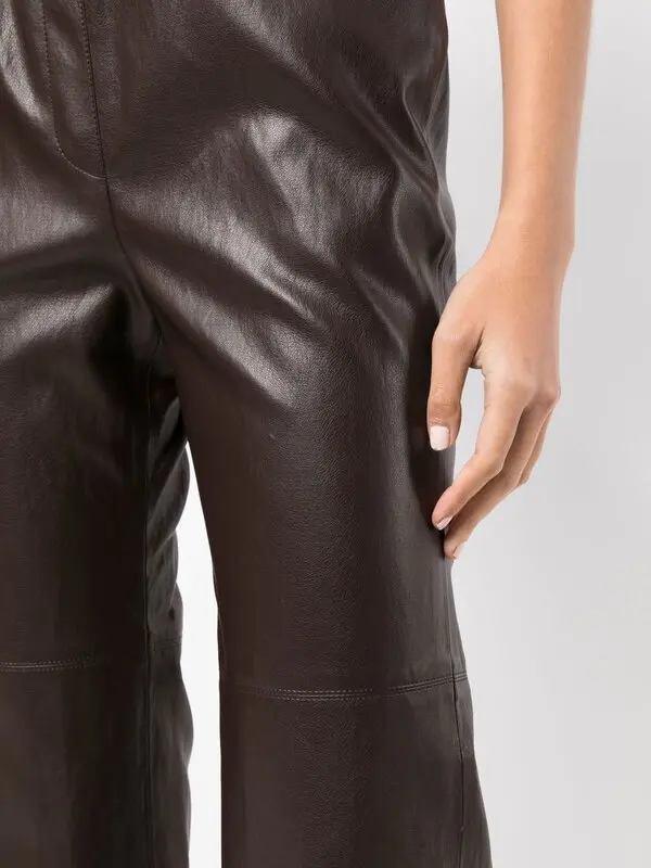 Goen.j High-waisted Cropped Trousers - Brown