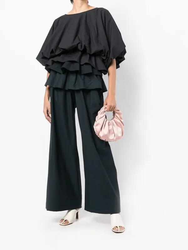 Goen.j Layered Ruffled Wide-leg Trousers - Blue
