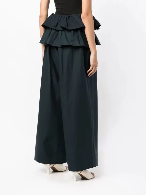 Goen.j Layered Ruffled Wide-leg Trousers - Blue