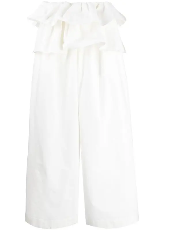 Goen.j High-waisted Ruffled Trousers - White