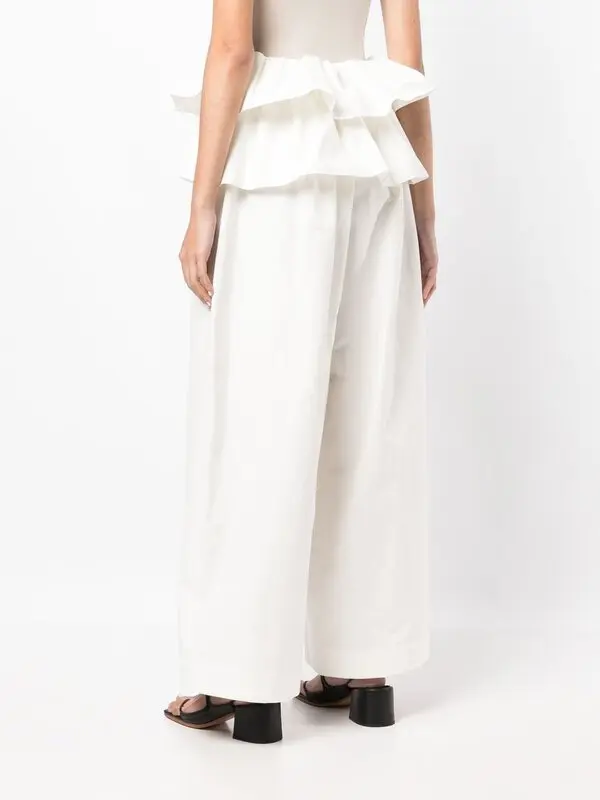 Goen.j High-waisted Ruffled Trousers - White
