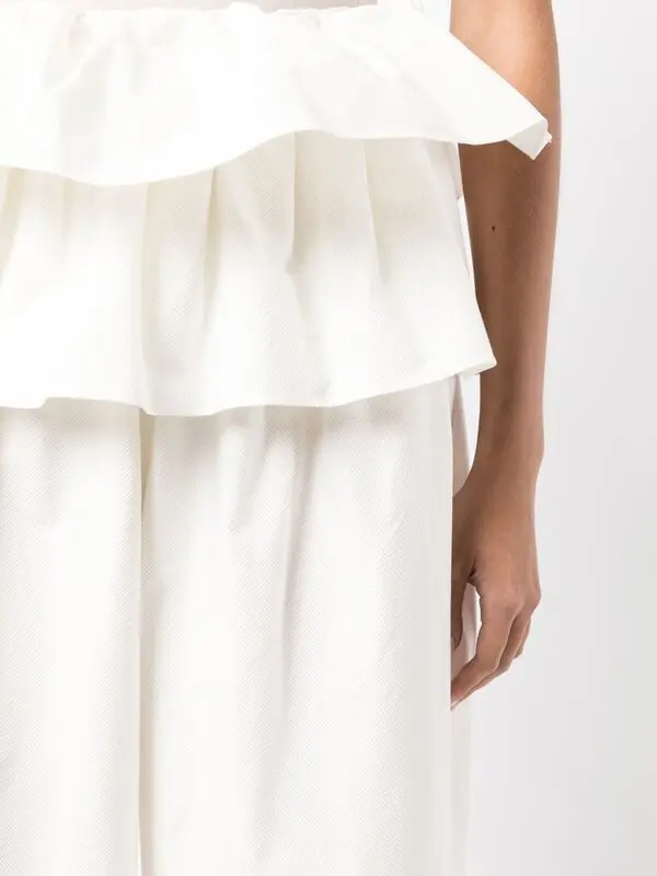 Goen.j High-waisted Ruffled Trousers - White