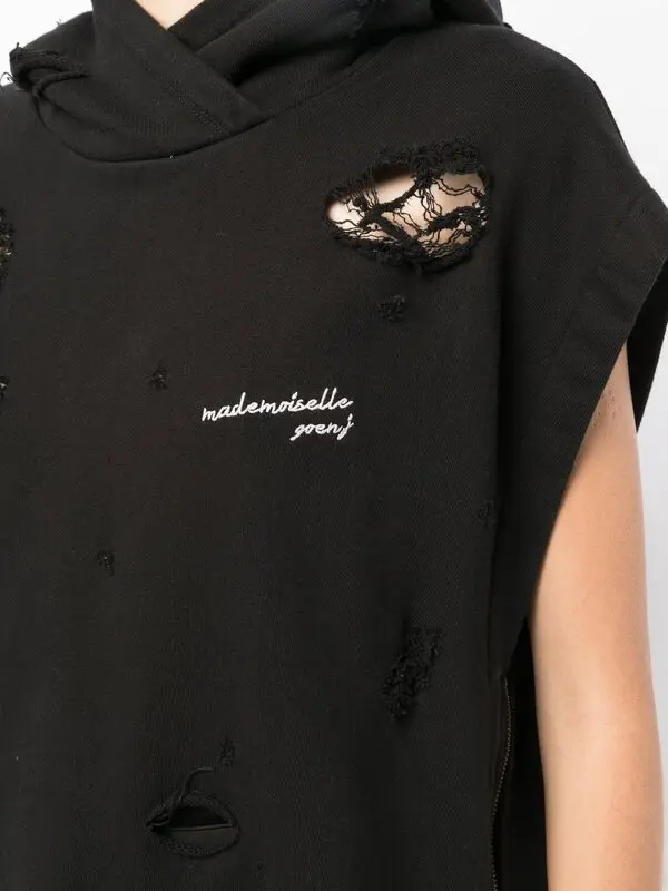 Goen.j Distressed Sleeveless Hoodie