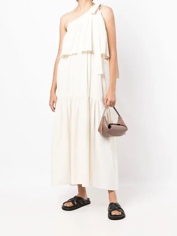 Goen.j Gathered One-shoulder Long Dress - Neutrals
