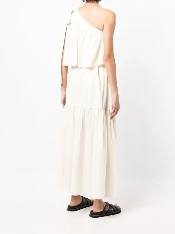 Goen.j Gathered One-shoulder Long Dress - Neutrals