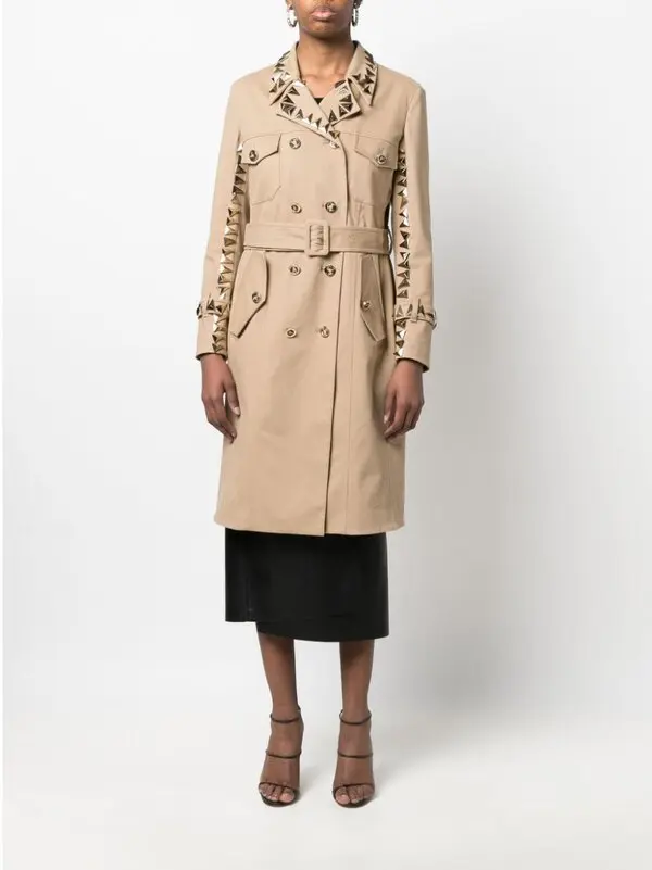 Philipp Plein Studded Belted Trench Coat