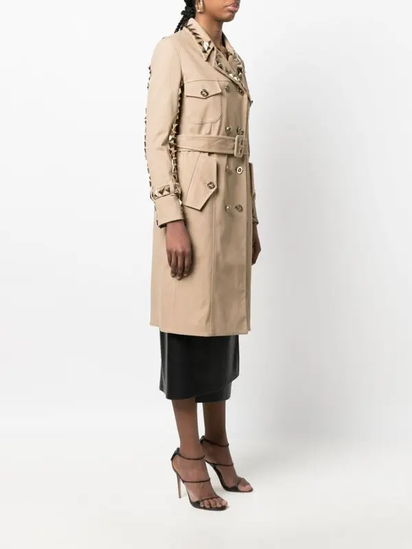 Philipp Plein Studded Belted Trench Coat