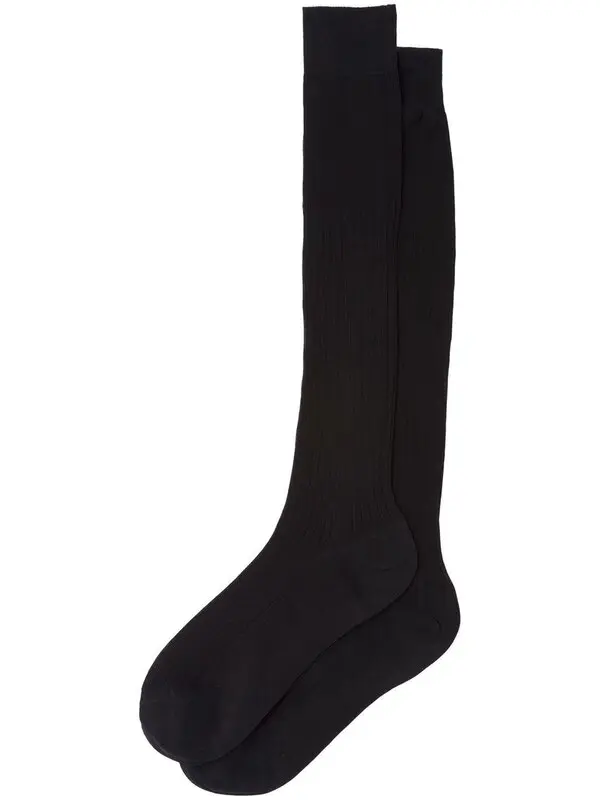 Miu Miu Ribbed Knee-length Socks - Black