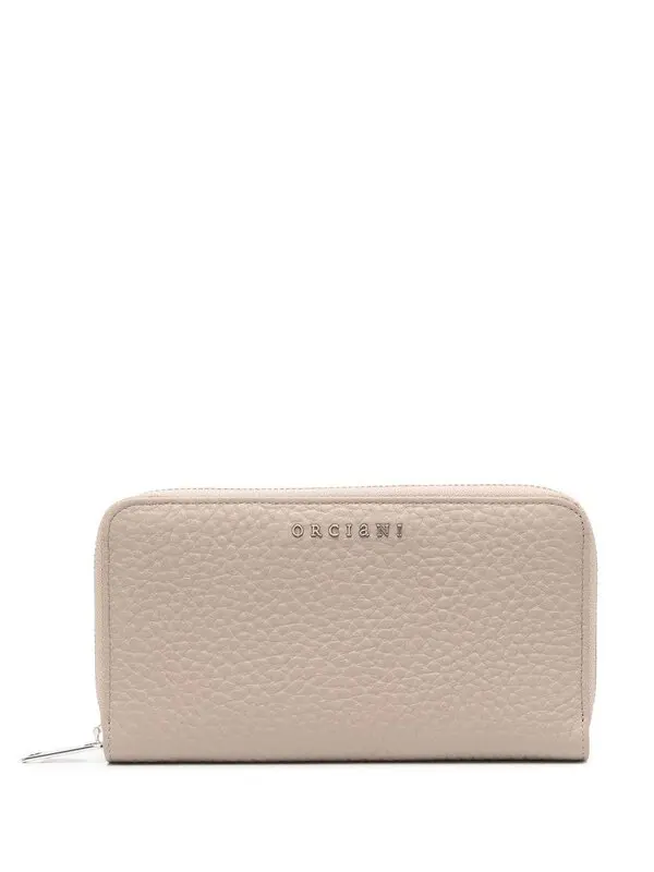 ORTIGNI Grained Leather Zip-around Wallet - Neutrals